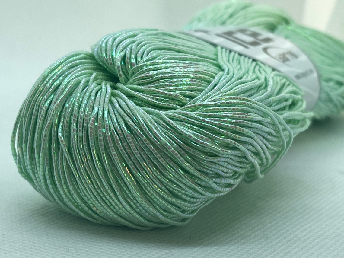 Iridescent Mint Green Metallic Hand Painted Cotton Yarn Ice - Etsy