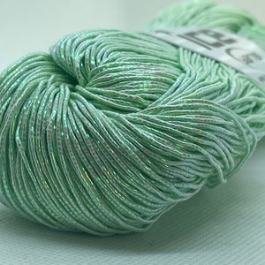 Iridescent Mint Green Metallic Hand Painted Cotton Yarn Ice 67299 ...