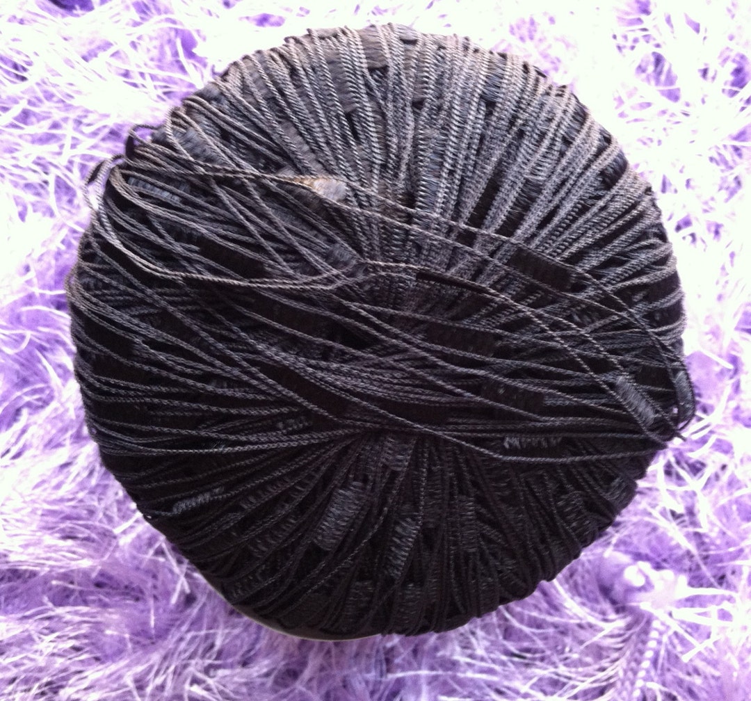 Solid Black Trellis Ladder Railroad Ribbon Yarn 164yd 50gr - Etsy