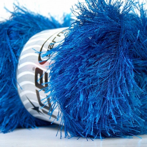 Royal Blue Eyelash Yarn Ice Blue Fun Fur 22780 50 Gram 80 - Etsy