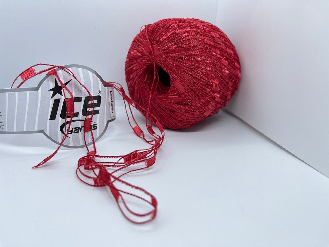 Red Ladder Ribbon Yarn Ice 34253 Solid Red Trellis Railroad Ribbon 50 ...
