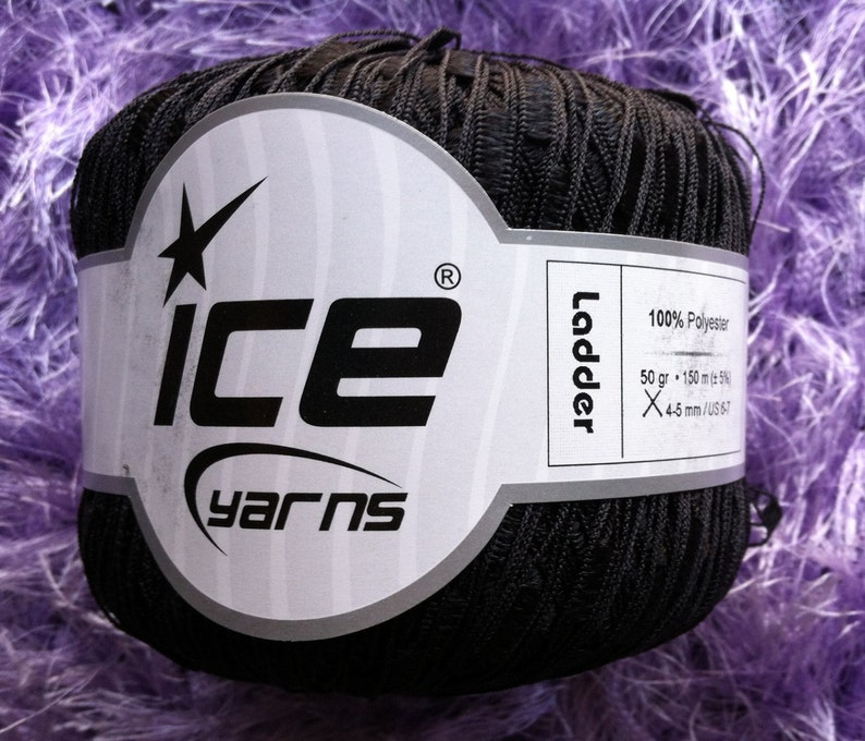 Solid Black Trellis Ladder Railroad Ribbon Yarn 164yd 50gr 20289 34020 ...