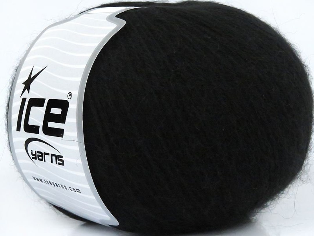 Black Angora Solid #77621 Ice Yarns Fine Weight Acrylic Angora Wool ...