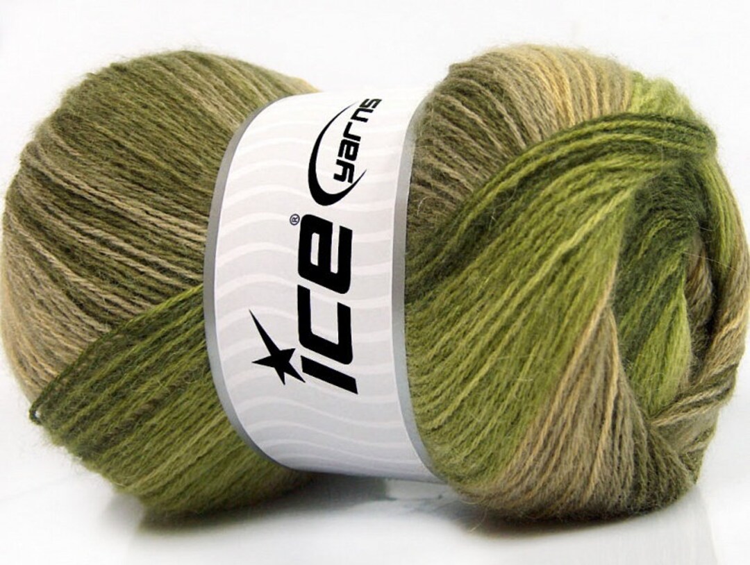 Angora Batik Green Beige Grey 59756 Ice Yarns Fine Wt Acrylic Wool ...