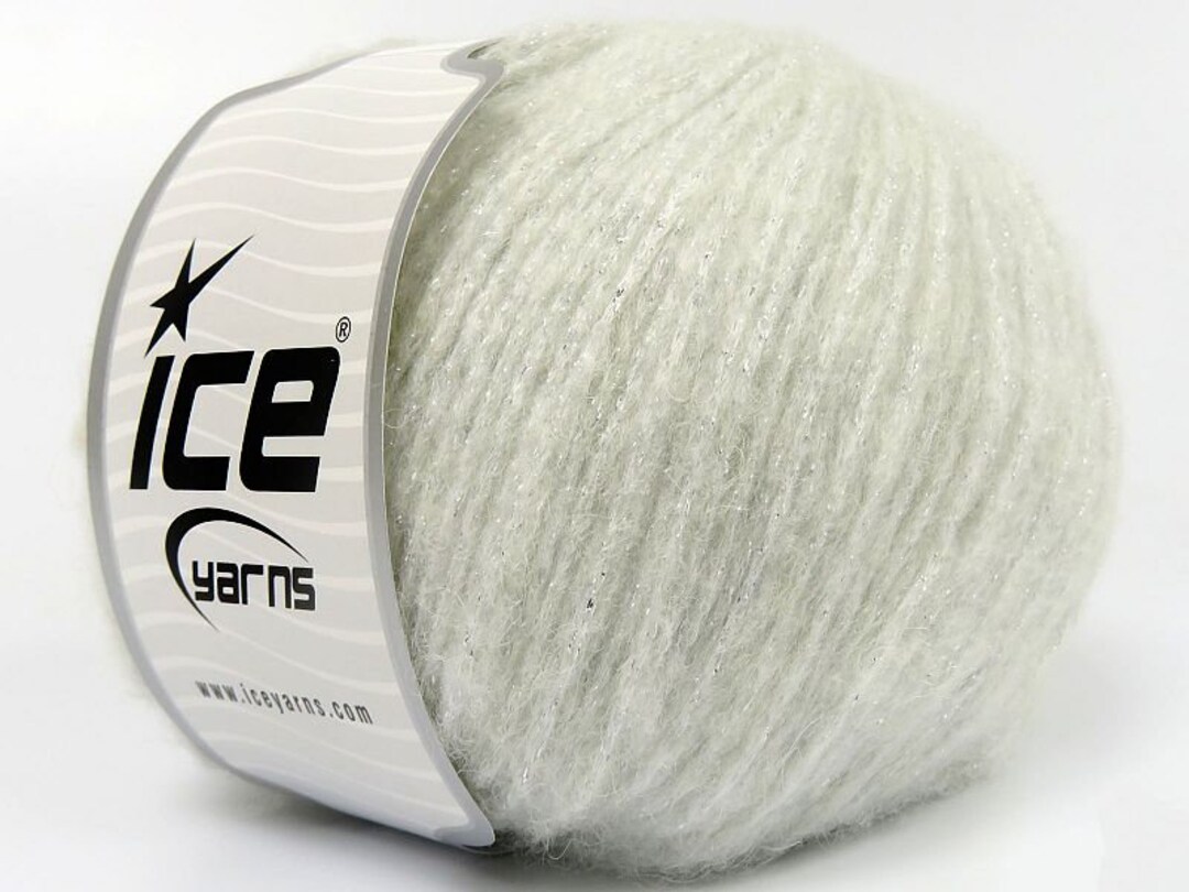 White Charm 80424 Ice Yarns DK Weight Metallic Sparkle, Mohair Wool ...