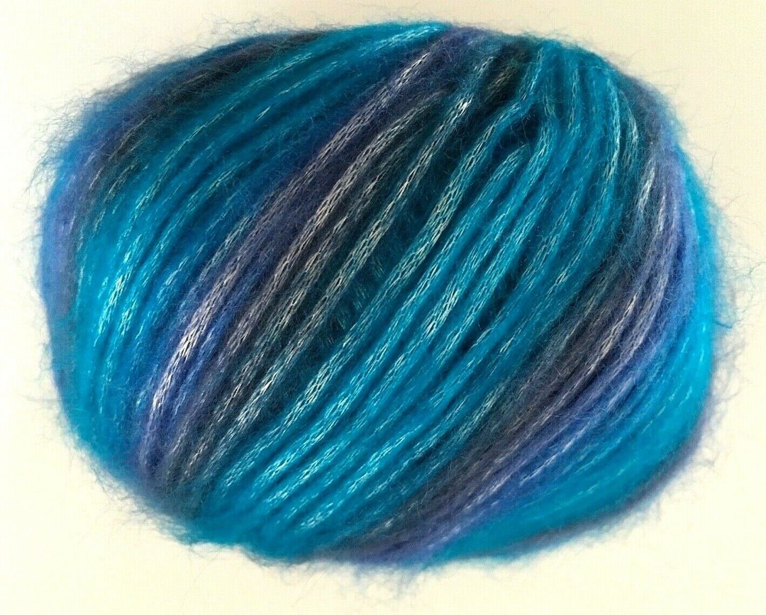 Turquoise Blue Purple Picasso Ice Yarns 65034 Self-striping Fuzzy With ...
