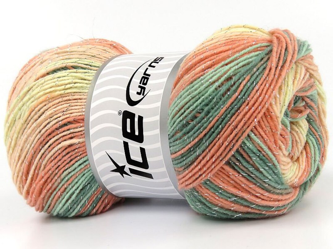 Magic Glitz 80418 Ice Yarns Sage, Clay, Cream With Silver Metallic Self ...