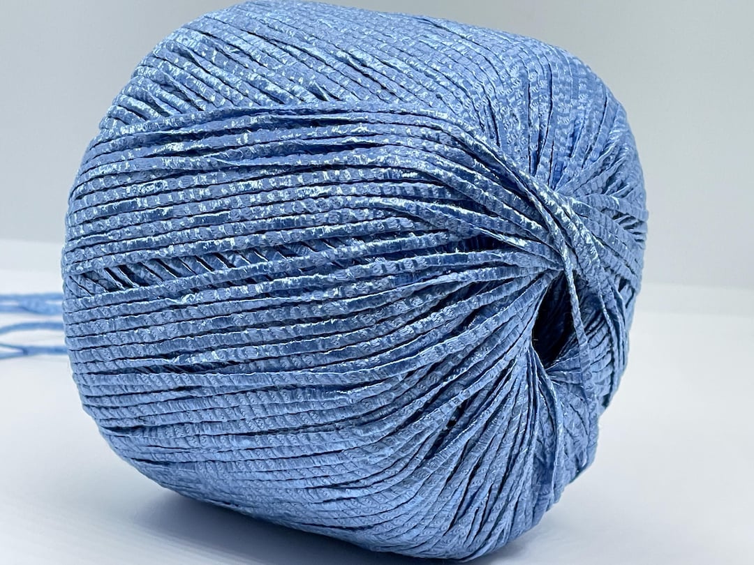 Light Blue Fettuccia Skinny Ribbon Yarn 82228 Ice Yarns Acrylic ...