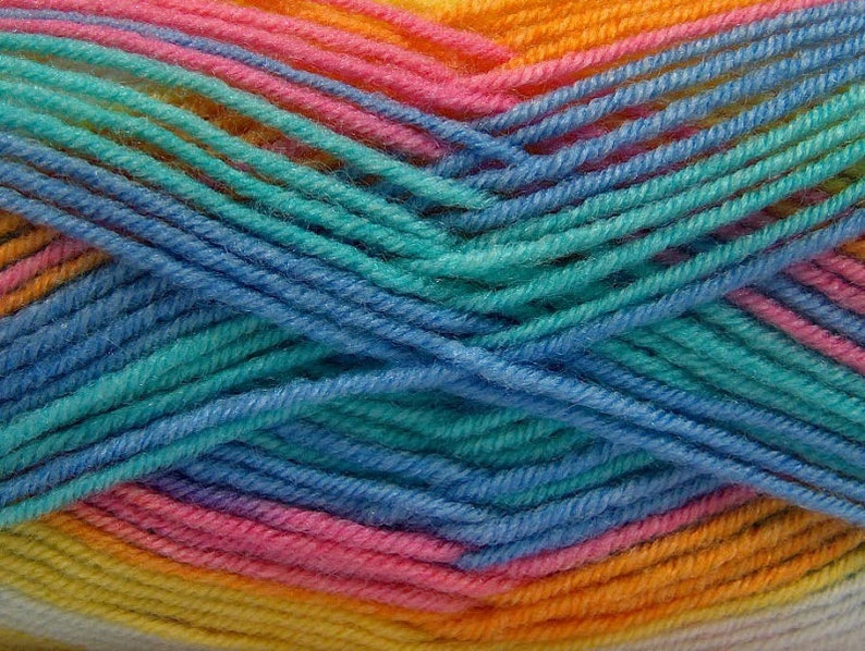 Blue Orange Yellow Pink White DK Design Yarn Ice 58394 - Etsy