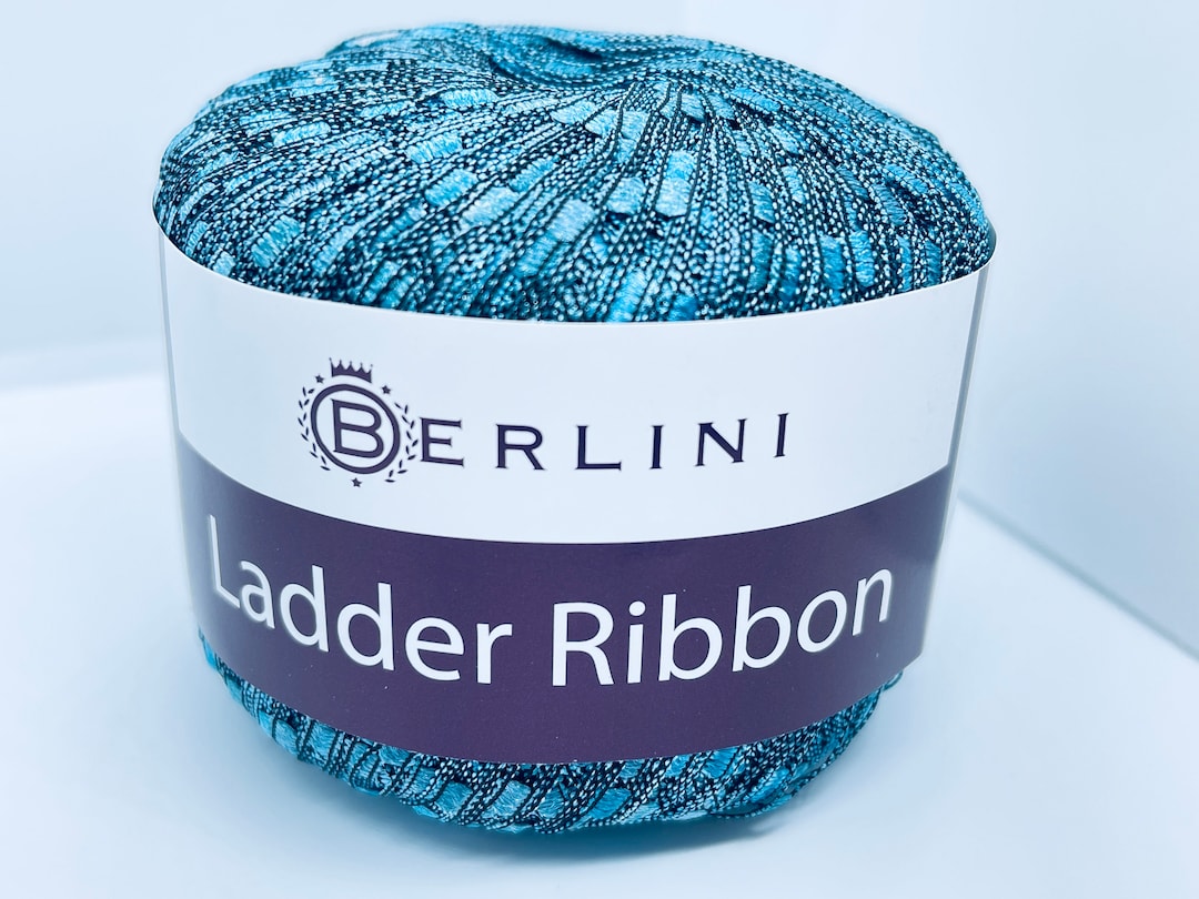 Berlini Ladder Ribbon Yarn #111 Turquoise Blue 50gr 142yds - Skinny ...