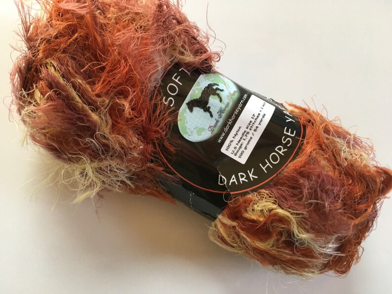 Copper Russet Yellow Long Eyelash Yarn Dark Horse Yarns Soft - Etsy