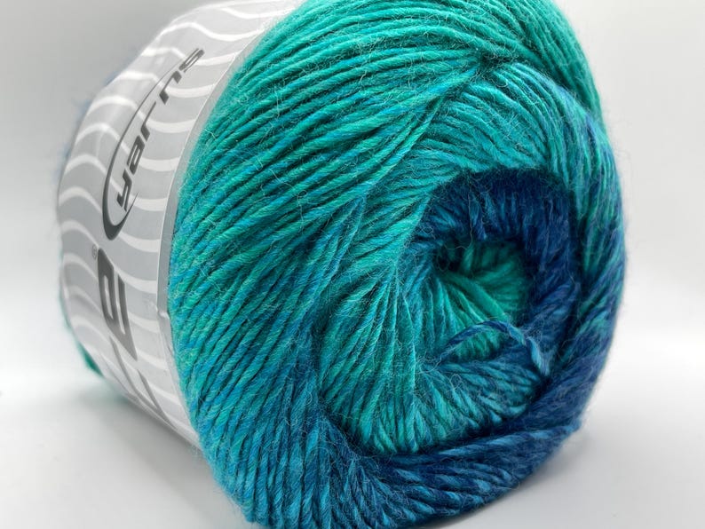 Blue Turquoise Green Cake Magic Wool 84042 Ice Yarns Sport Acrylic Wool ...