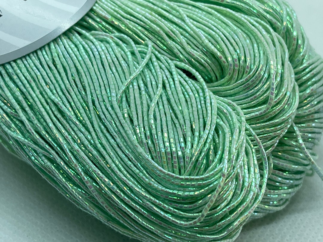 Iridescent Mint Green Metallic Hand Painted Cotton Yarn Ice 67299 ...