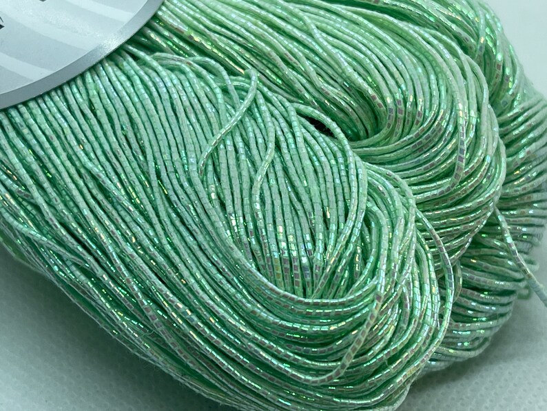 Iridescent Mint Green Metallic Hand Painted Cotton Yarn Ice - Etsy