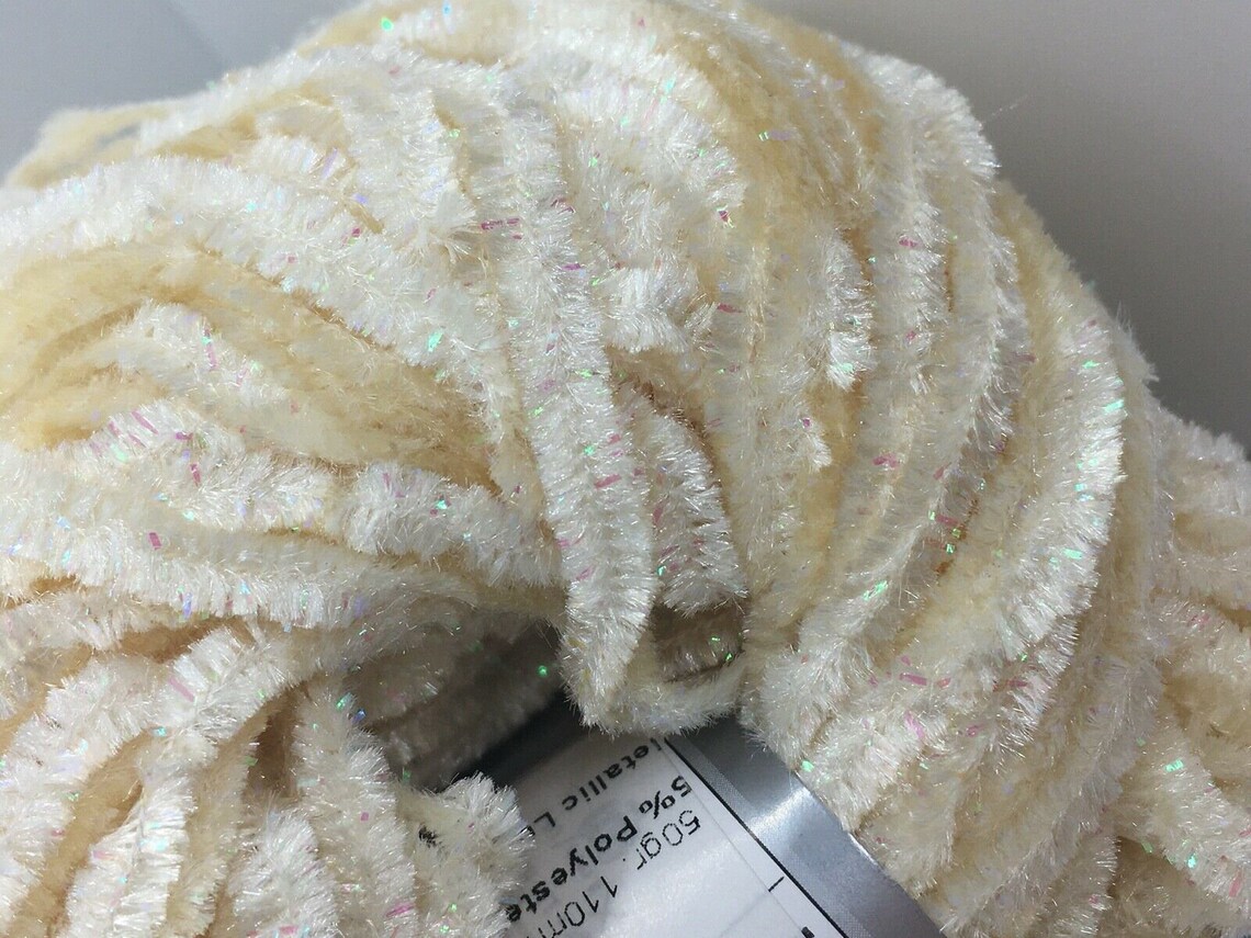 Ivory Iridescent Sparkle Yarn Ice 67659 Chenille W/ Metallic - Etsy