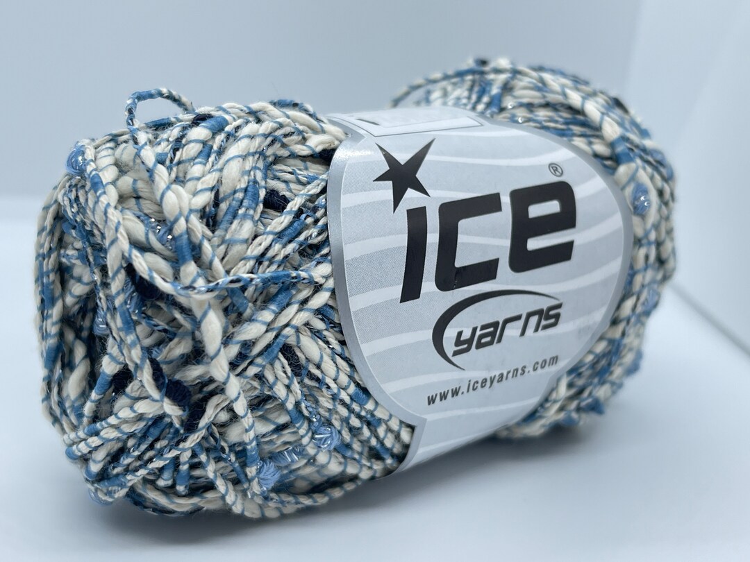 Twist & Slub Yarn 68399 Sale Metallic Cream Blue Silver Cotton Blend ...