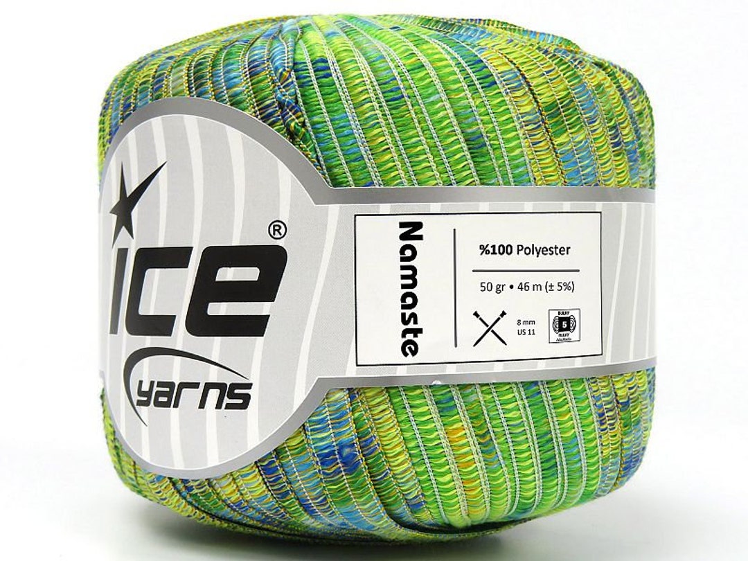 Namaste Ribbon Yarn 80347 Ice Yarns Blue, Green, Yellow Ribbon ...