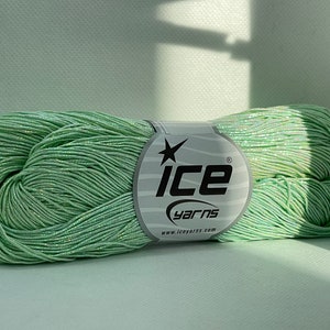 Iridescent Mint Green Metallic Hand Painted Cotton Yarn Ice 67299 ...