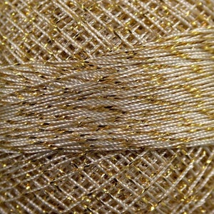 Cream Gold Metallic Braid Thread Cross Stitch 20 Gram 207 Yards Yarnart ...