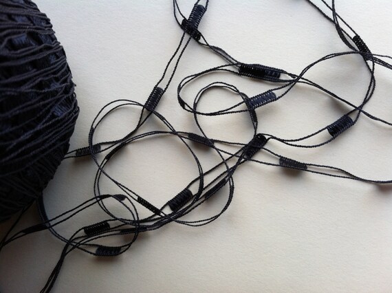 Solid Black Trellis Ladder Railroad Ribbon Yarn 164Yd 50gr | Etsy