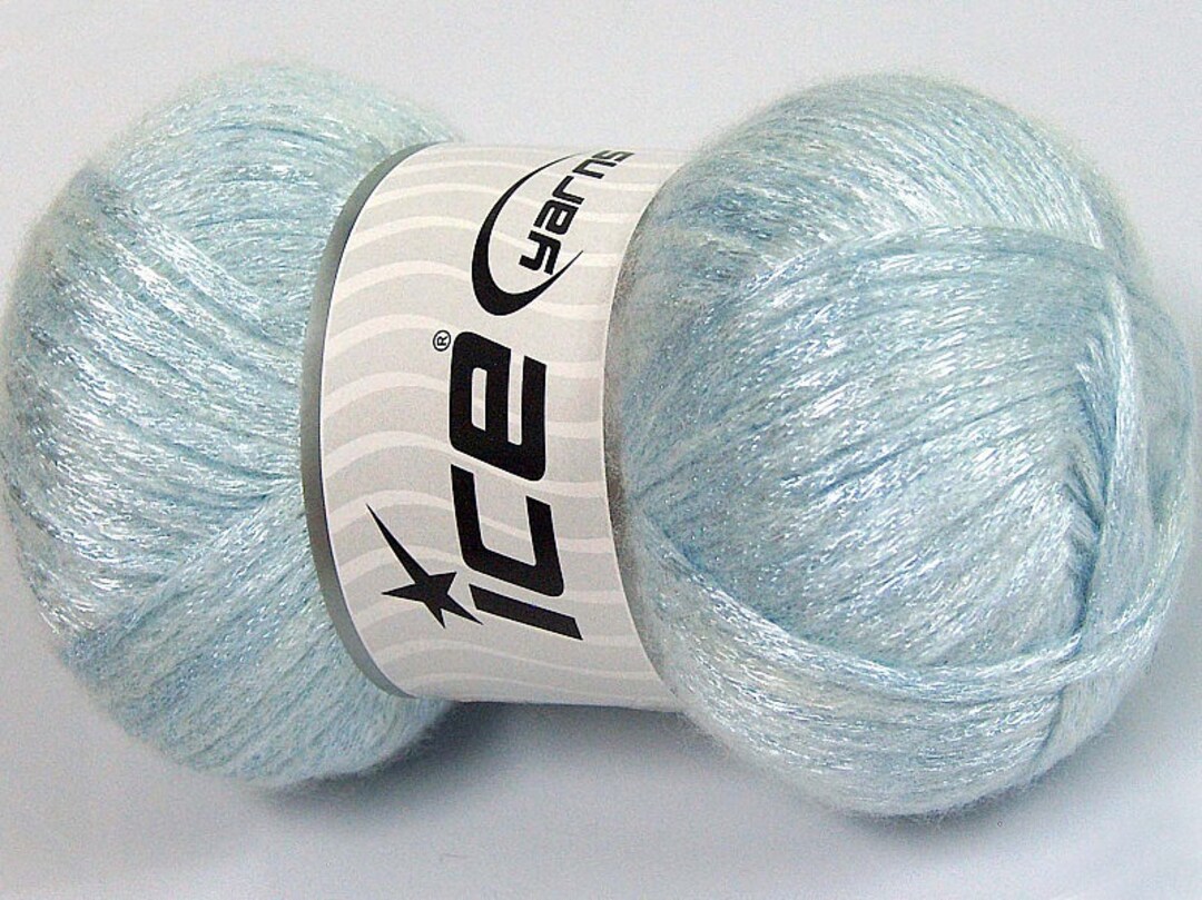 Glam Universe #64579 Iceberg, Pale Blue Metallic Shine Fuzzy Wool Nylon ...