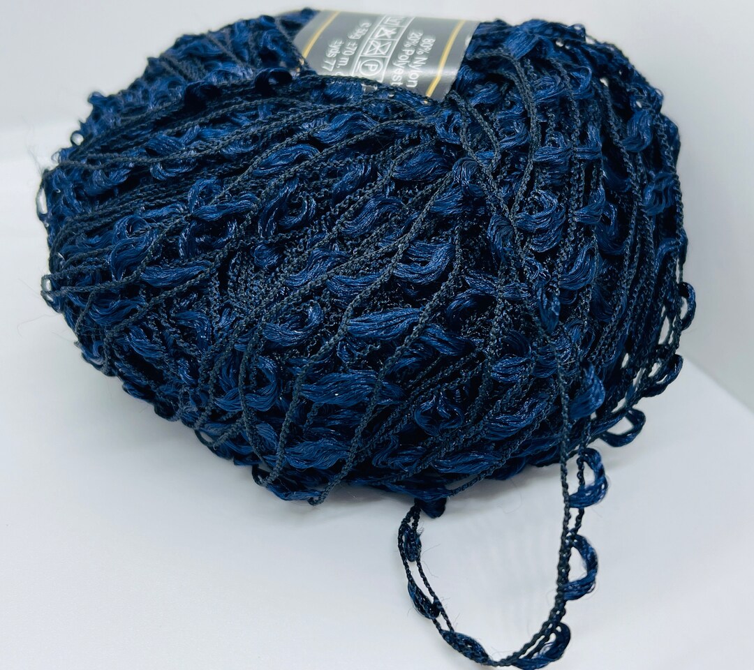 SRK Ranee Ribbon #51 Navy Blue on Black Wide Wavy Rung Ladder Yarn 50 ...