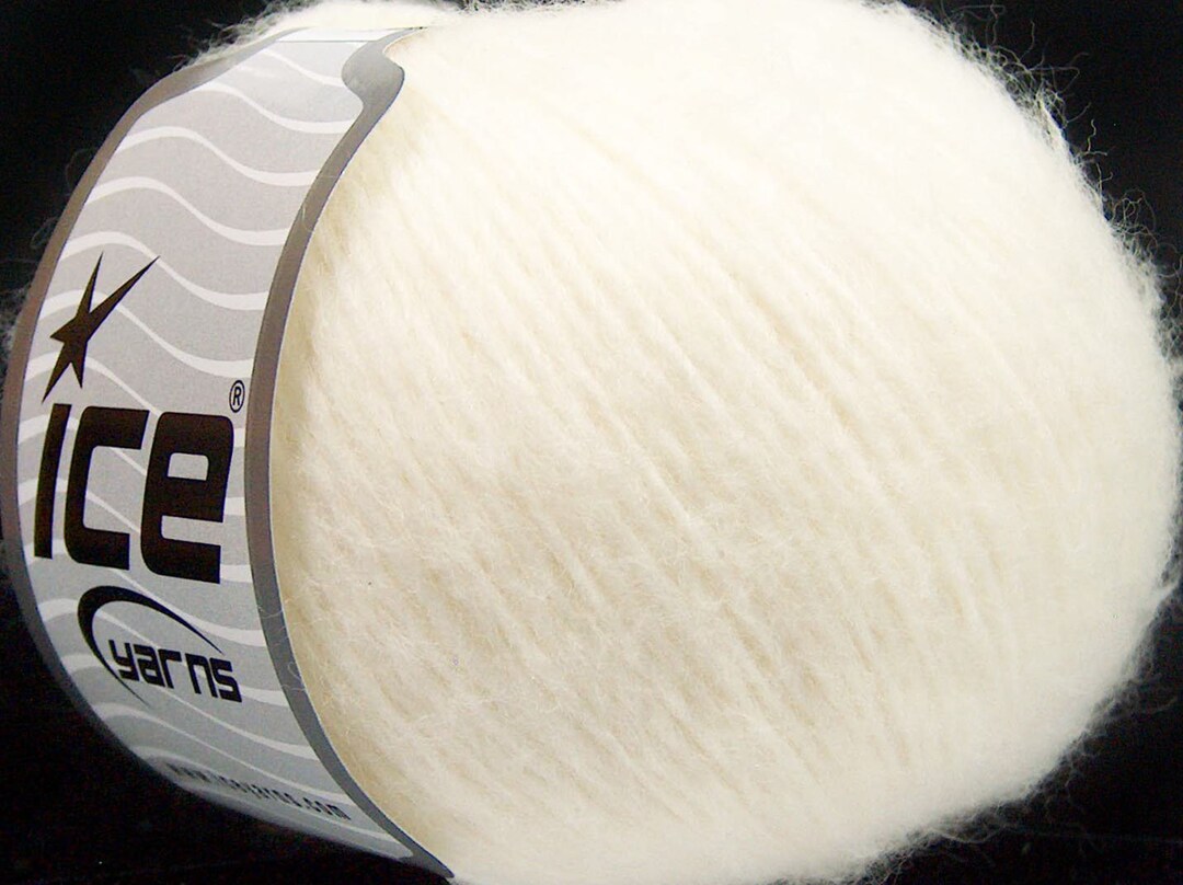 Ecru Fuzzy Cotton Merino Wool Nylon Blend 65105 Ice Yarns Sale Luxury ...