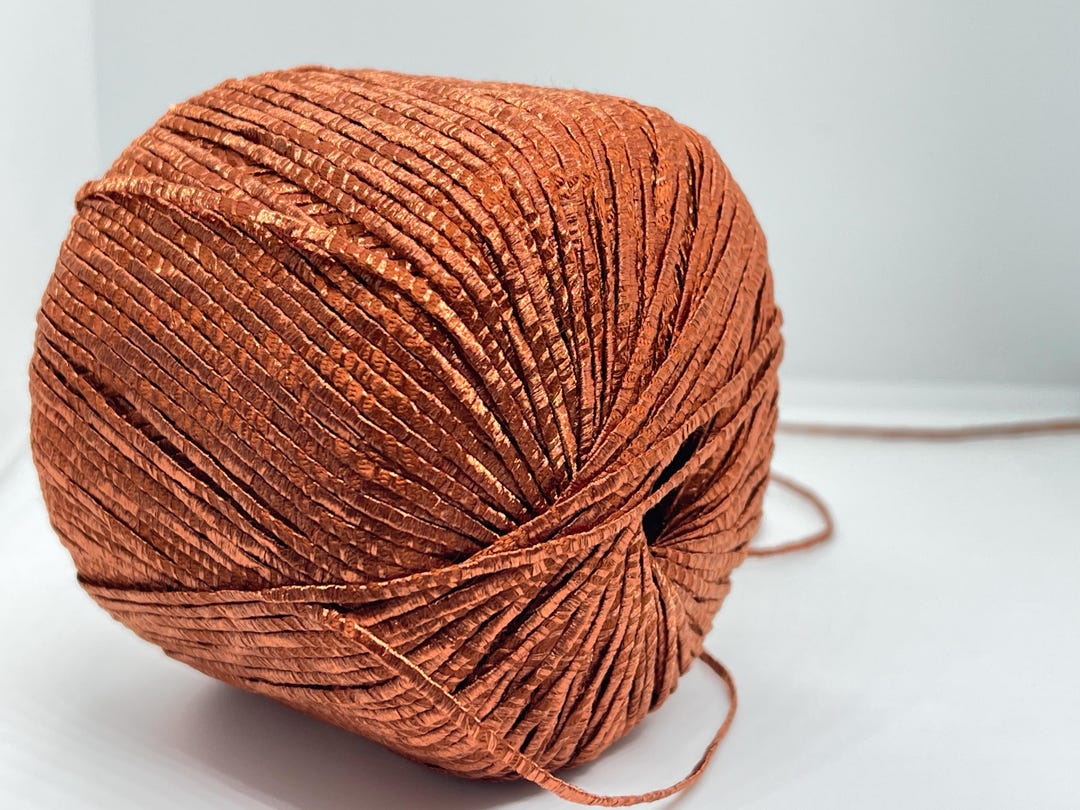 Copper Fettuccia Skinny Ribbon Yarn 82233 Ice Yarns Acrylic Polyamide ...