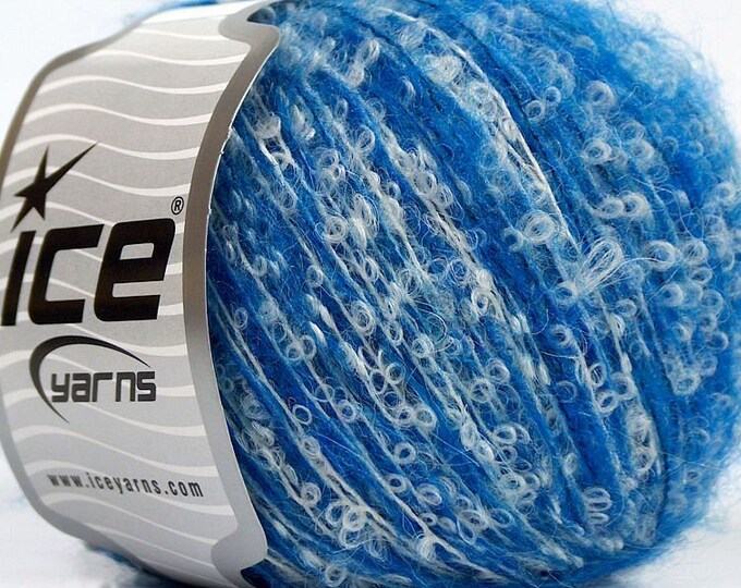Blue and White Double-sweet #70130 Ice Sale Mohair Wool Alpaca Blend ...