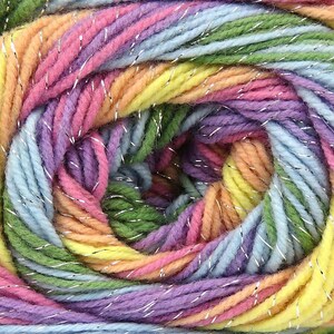 Magic Glitz 80848 Ice Yarns Pastel Rainbow With Silver Metallic Self ...