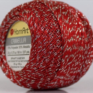 Red Silver Metallic Braid Thread Cross Stitch 20 Gram 207 Yards Yarnart ...
