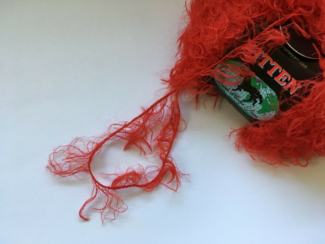 Dark Horse Yarns Kitten Really Red Eyelash Yarn Soft Nylon 50 Gram 98 ...