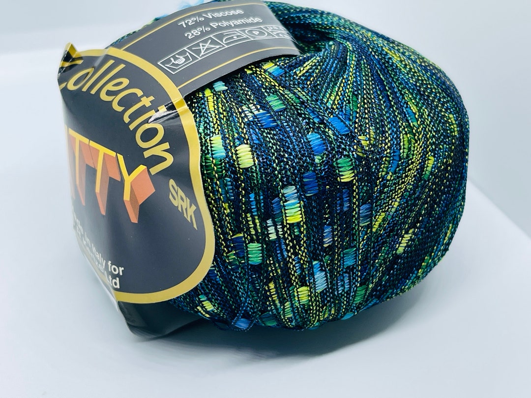 Skinny Ladder Ribbon Yarn - SRK Collection Kitty #7N Blues Greens ...