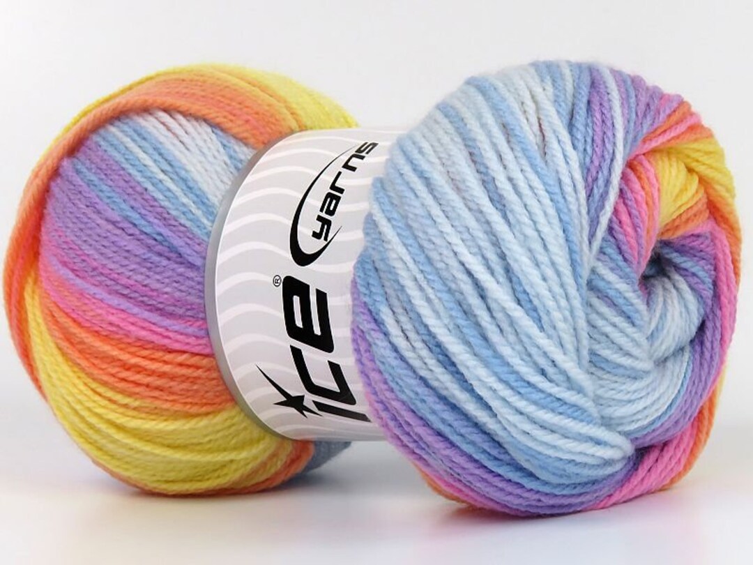 Baby Batik #77864 Ice Yarns Pink, Lilac, Yellow, Blue, Orange Self ...