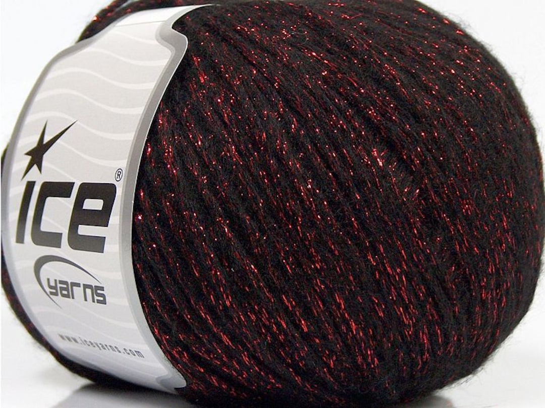 Red Black Night Star 67959 Ice Yarns DK Weight Metallic Chainette Wool ...