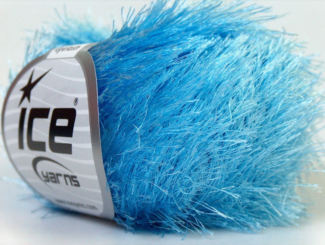 Light Blue Eyelash Yarn Ice Blue Fun Fur 82 Yards 22779 - Etsy