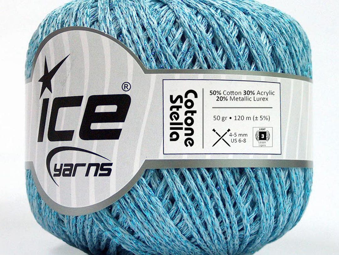 Cotone Stella Rainbow Light Blue With Blue Metallic Sparkle Yarn 55296 ...