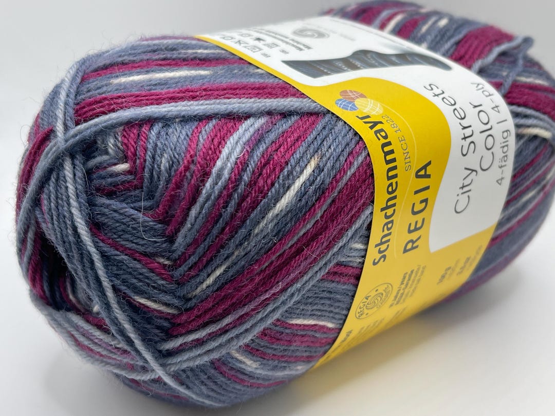 Regia 4-ply City Streets Color Sock Yarn 02896 Schachenmayr Wine, Grey ...
