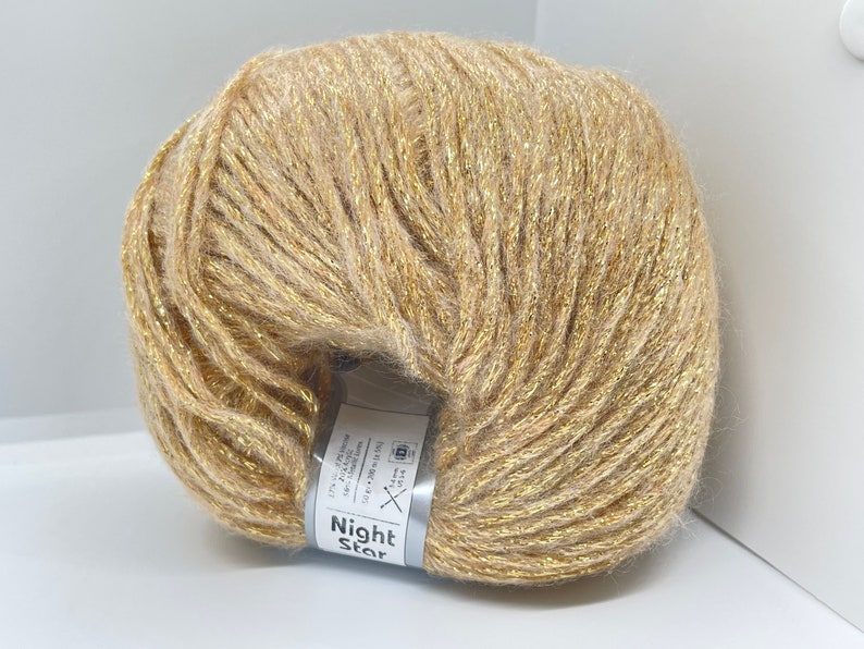 Gold Beige Night Star 67963 Ice Yarns DK Weight Metallic Chainette Wool ...