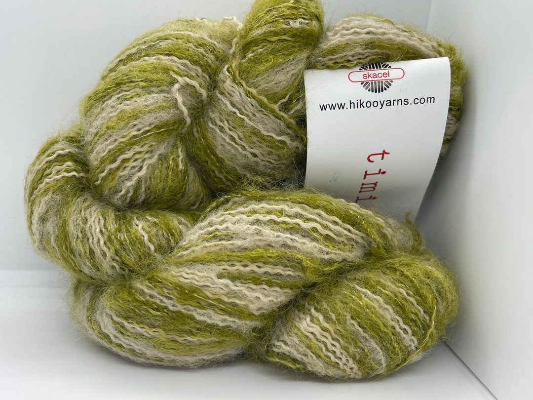 Hikoo Timidity Yarn 2 Pistacchio Vanilla Olive Green, Beige Striping ...