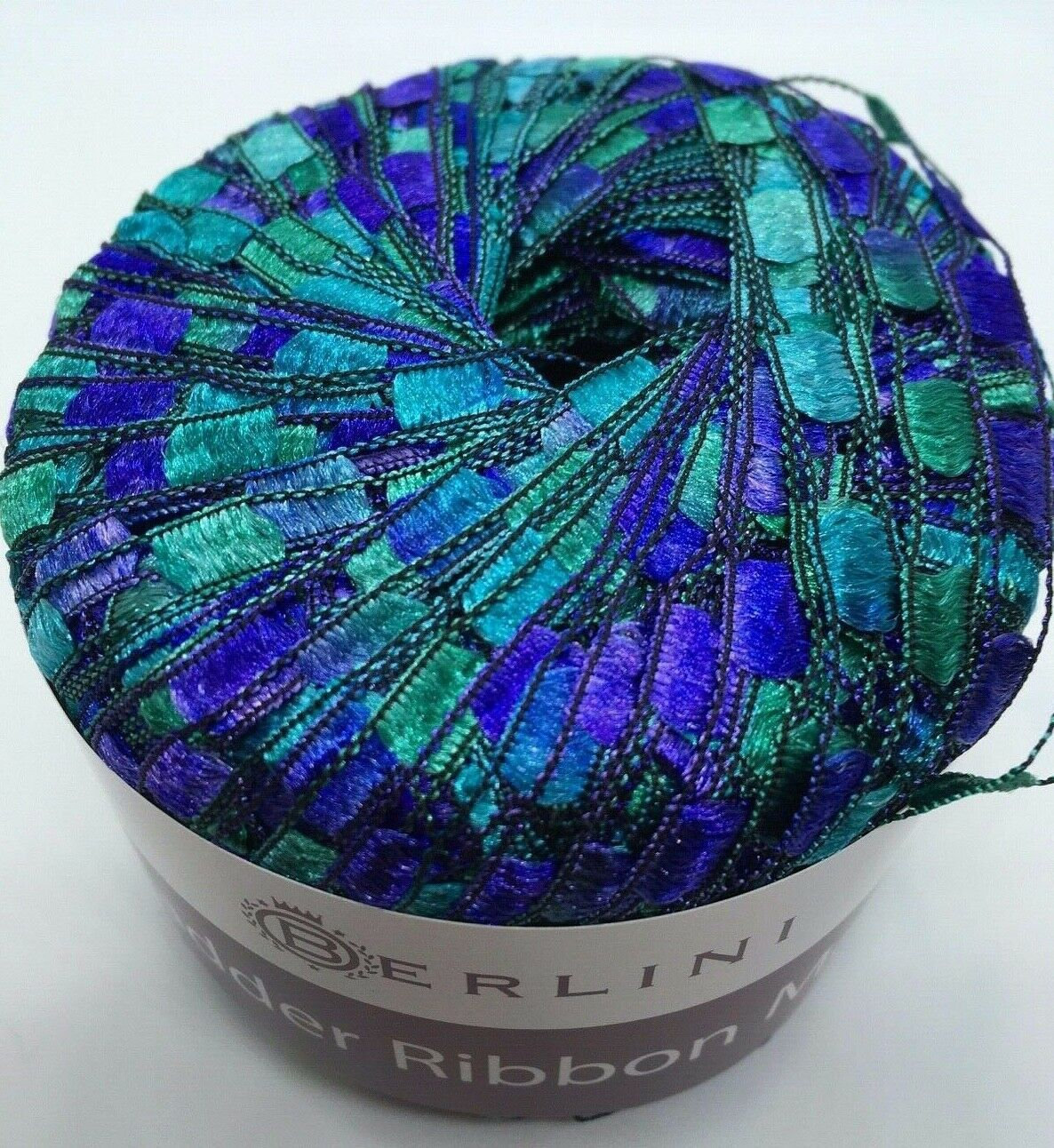 Berlini Ladder Ribbon Maxi Yarn #166 Sea Maiden - Green Teal Indigo ...