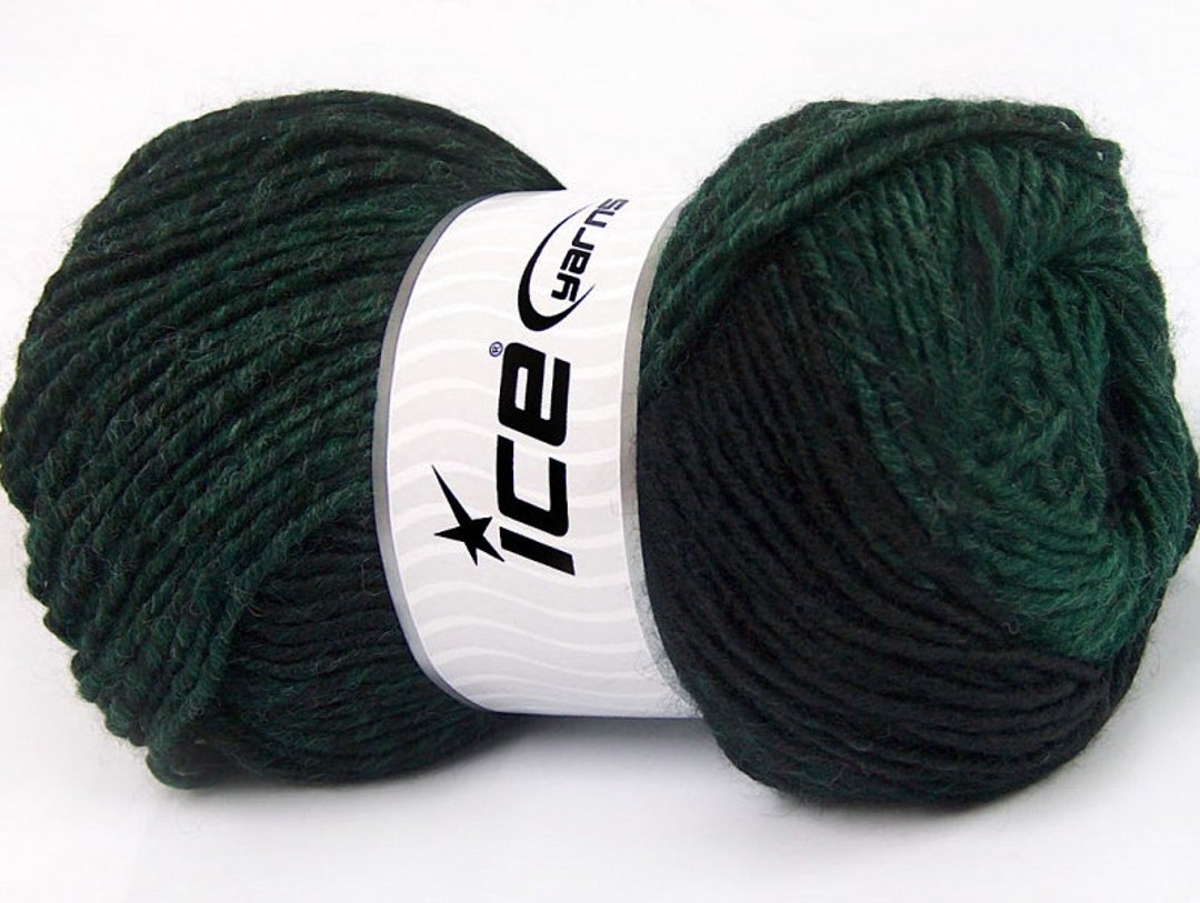 Black, Dark Green Fantasia Yarn - 61025 Ice Yarns Heavy Worsted Wool ...