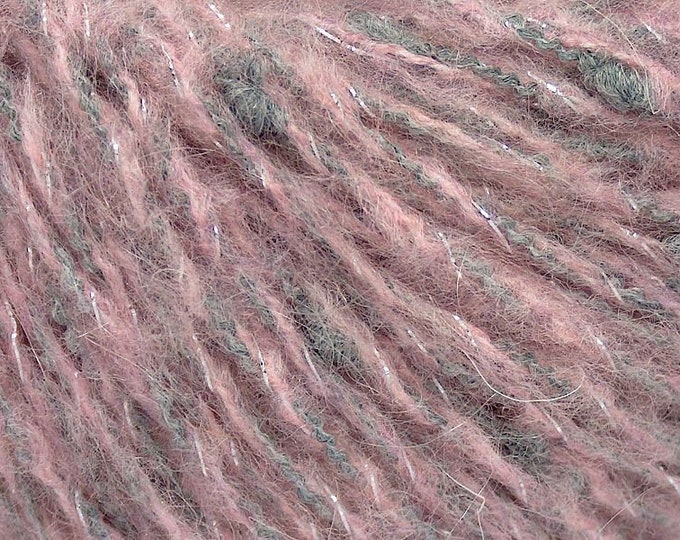 Pink Grey Twist and Slub Yarn W/ Hint of Metallic Silver 77055 Ice Yarn ...
