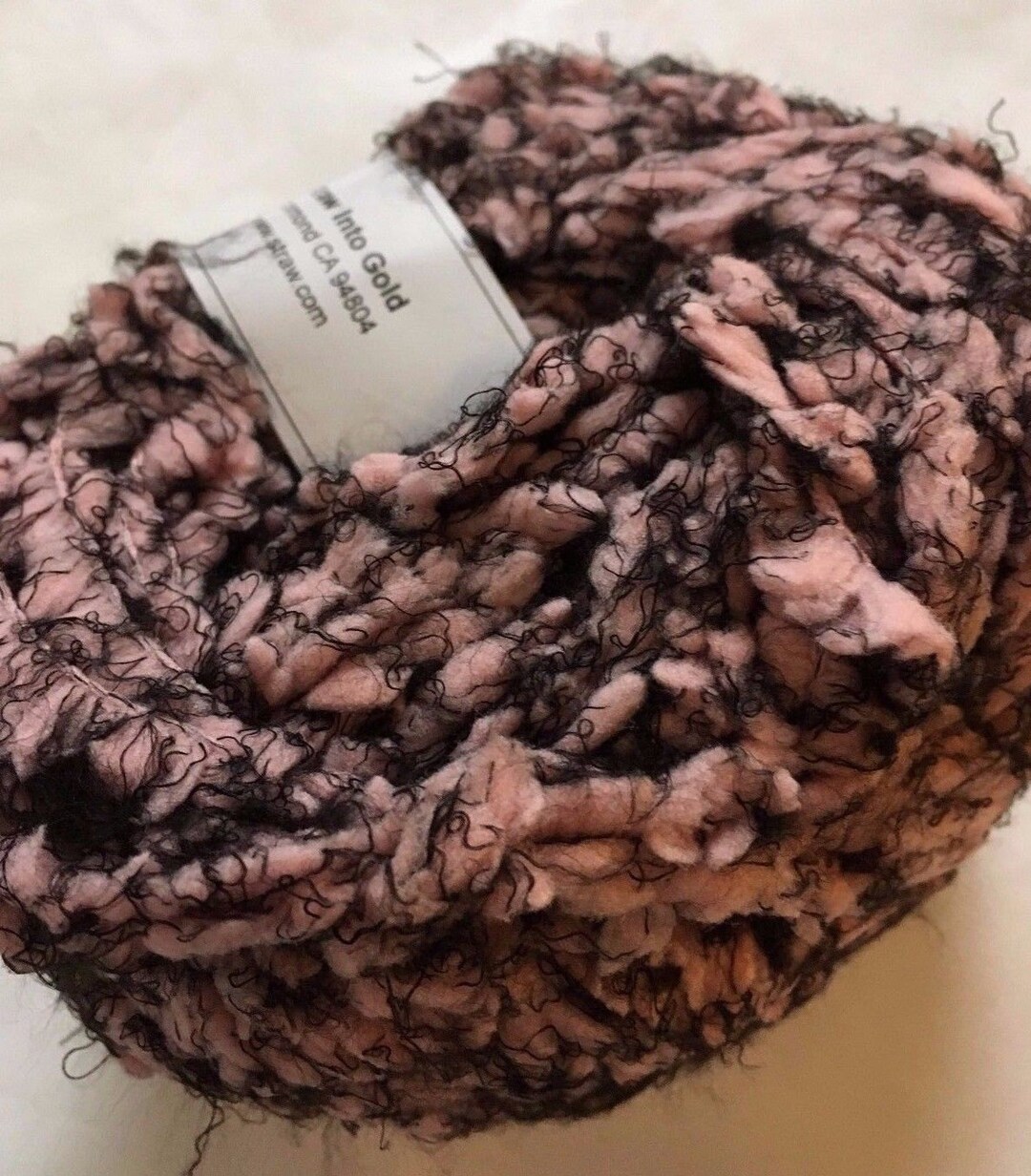 Crystal Palace Poof #4649 "tea Rose" Pink, Black Puff Eyelash Yarn 50 ...