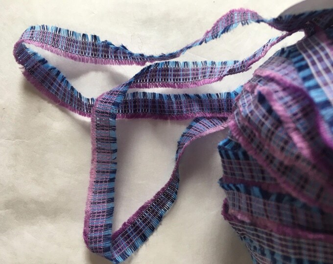 Gedifra Selena Fringed Ribbon Yarn 2606 Lilac Blues Plaid 50gr 92yds - Etsy