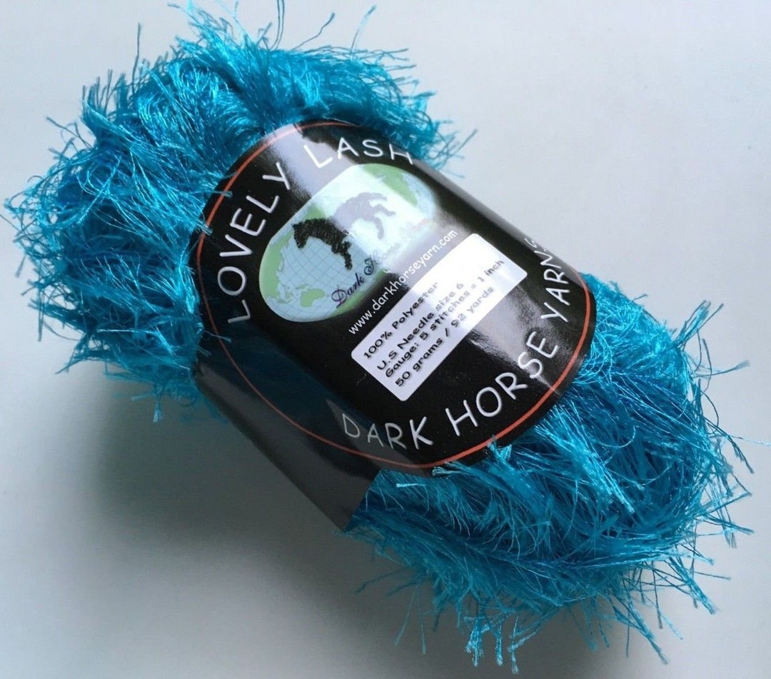 Dark Horse Yarns Lovely Lash #220 Turquoise Blue Eyelash Yarn 50 Gram ...