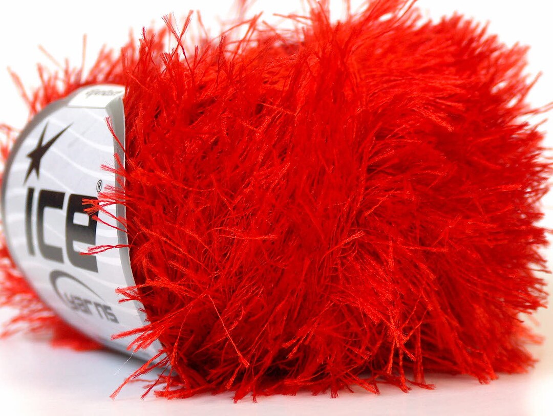 Bright Red Eyelash Yarn 22761 Ice Fire Engine Red Fun Fur 82Y - Etsy