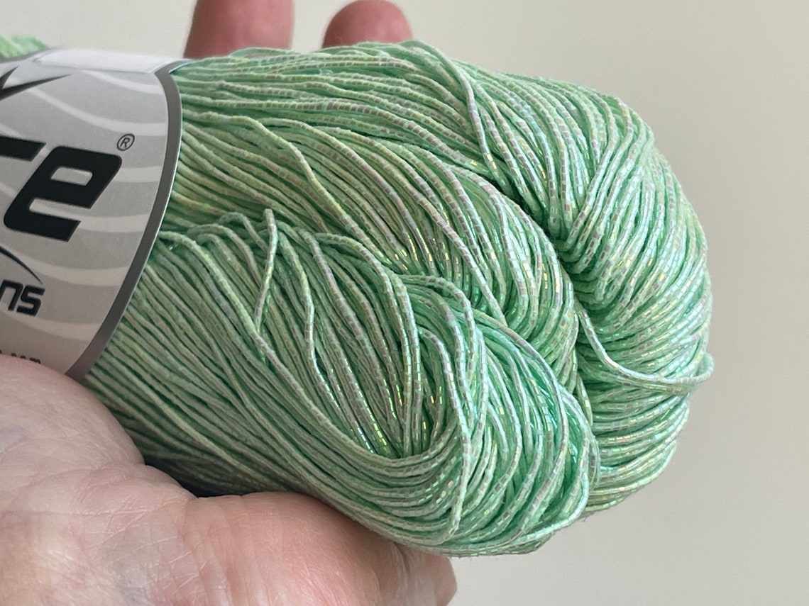 Iridescent Mint Green Metallic Hand Painted Cotton Yarn Ice - Etsy