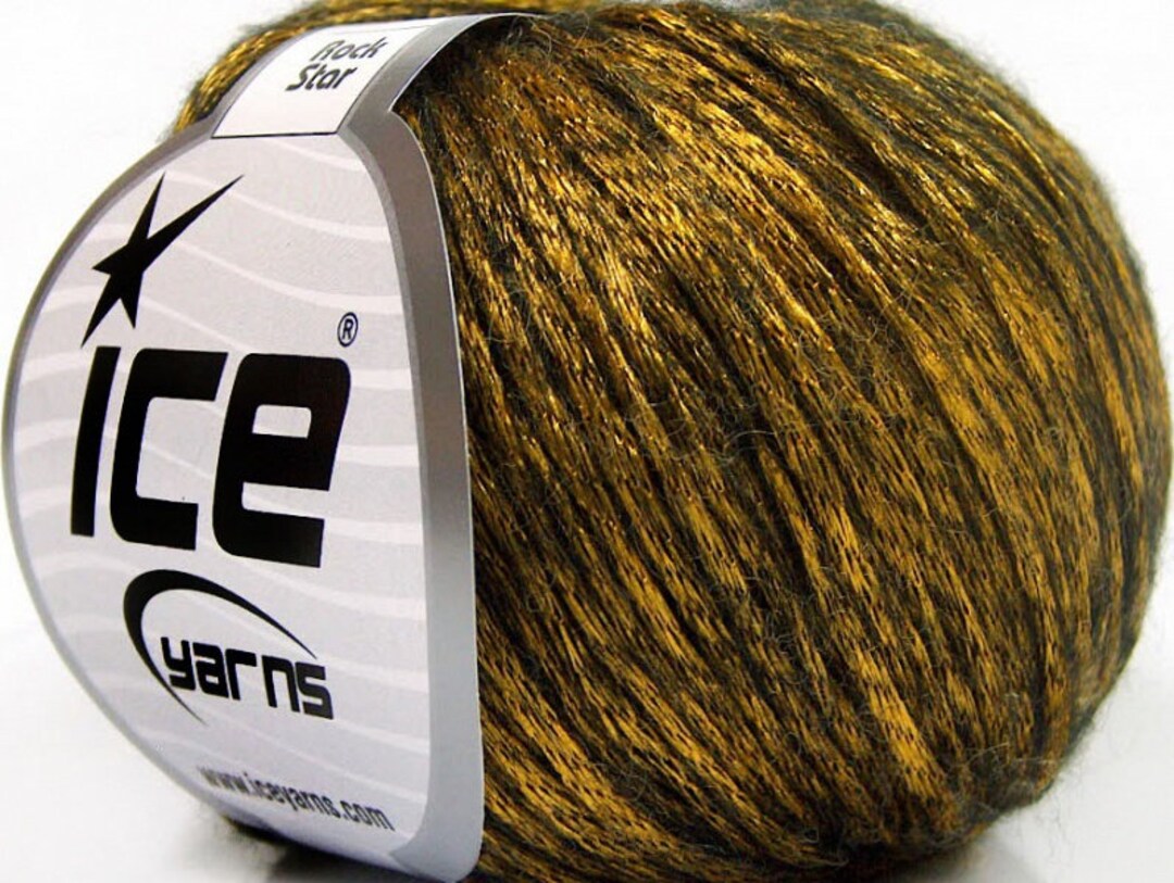 Rock Star Yellow-gold Metallic Sheen on Black, Soft Nylon, Merino Wool ...