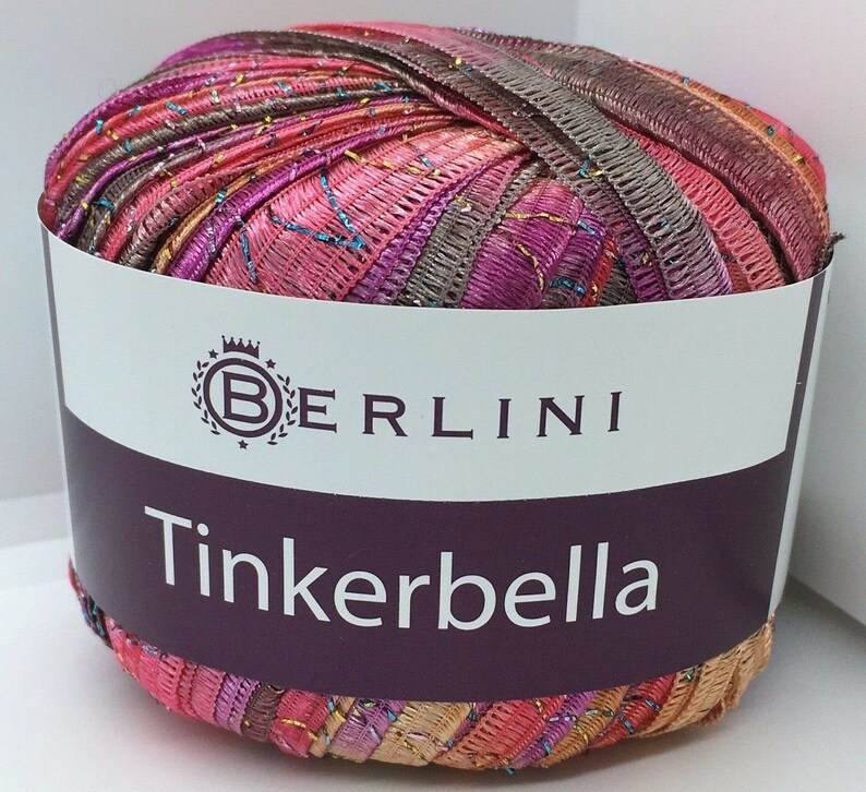 Tinkerbella Berlini Wide Ribbon Yarn #7 Jubilee - Pink, Lilac, Taupe ...